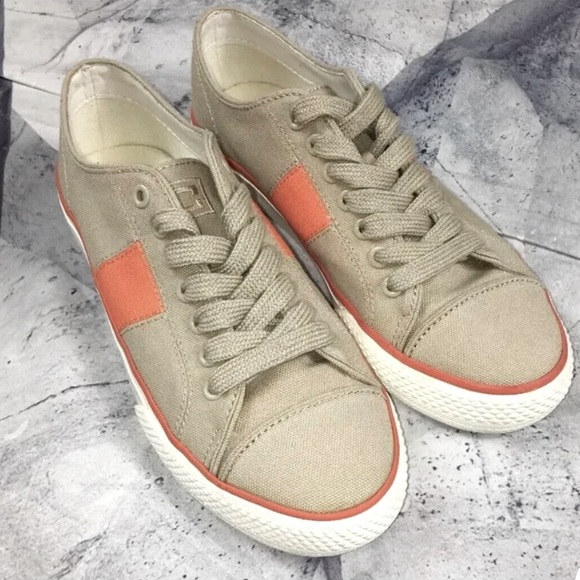 Chaps | Shoes | Chaps Khaki Tan And Orange Canvas Sneakers | Poshmark